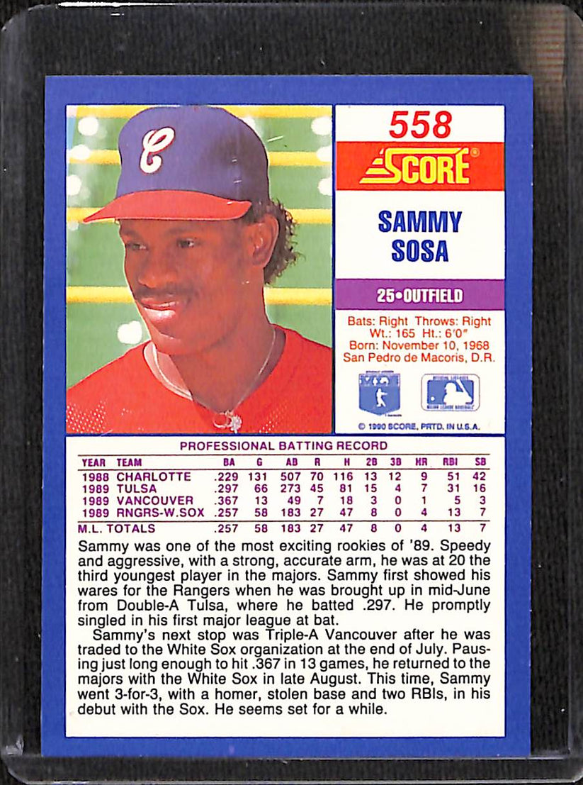 1990 Score Sammy Sosa MLB Baseball Error Card #558 - Error Card - Mint – FIINR Auctions